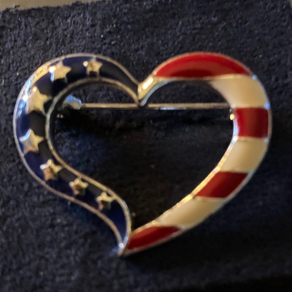 Avon NR | Jewelry | Red White Blue Open Heart Pin Avon Nr | Poshmark